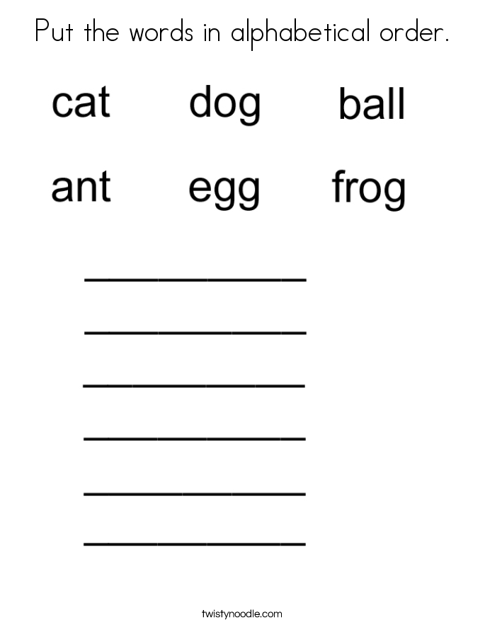 Put The Words In Alphabetical Order Coloring Page Twisty Noodle Put The Words In Alphabetical Order Coloring Page Twisty Noodle