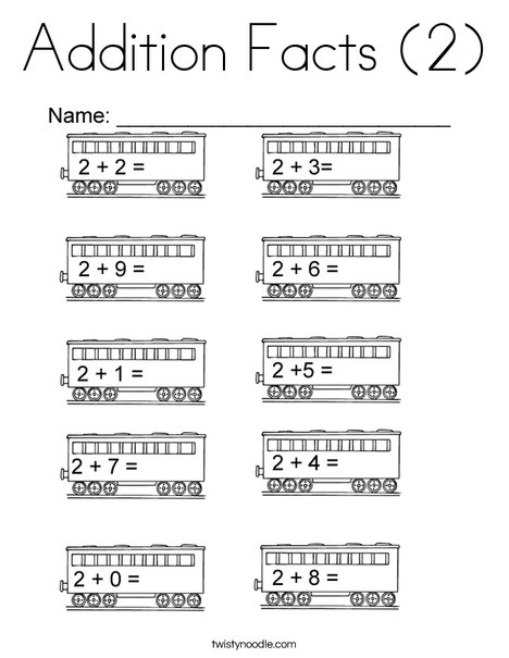 Addition Facts 2 Coloring Page Twisty Noodle addition-facts-2-coloring-page-twisty-noodle