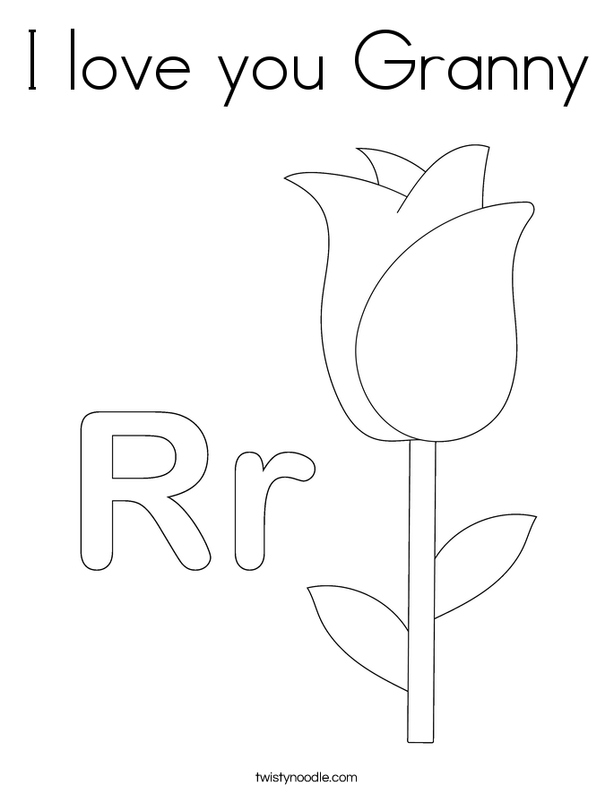 I love you Granny Coloring Page - Twisty Noodle