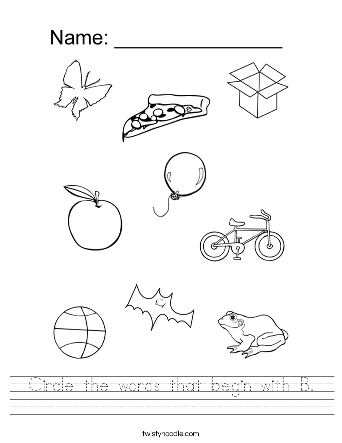 Circle The Words That Begin With B Worksheet Twisty Noodle Circle The Words That Begin With B Worksheet Twisty Noodle