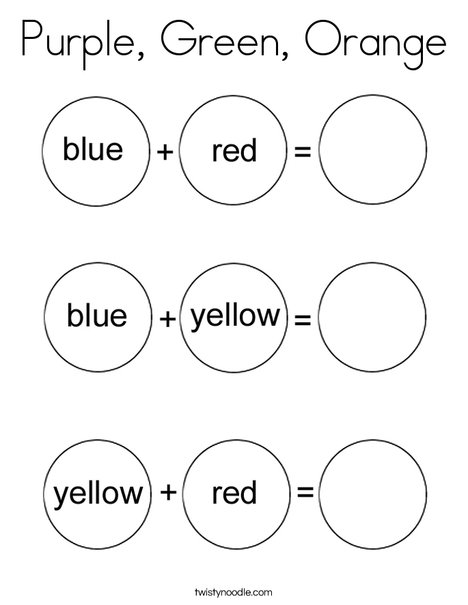 Purple, Green, Orange Coloring Page - Twisty Noodle