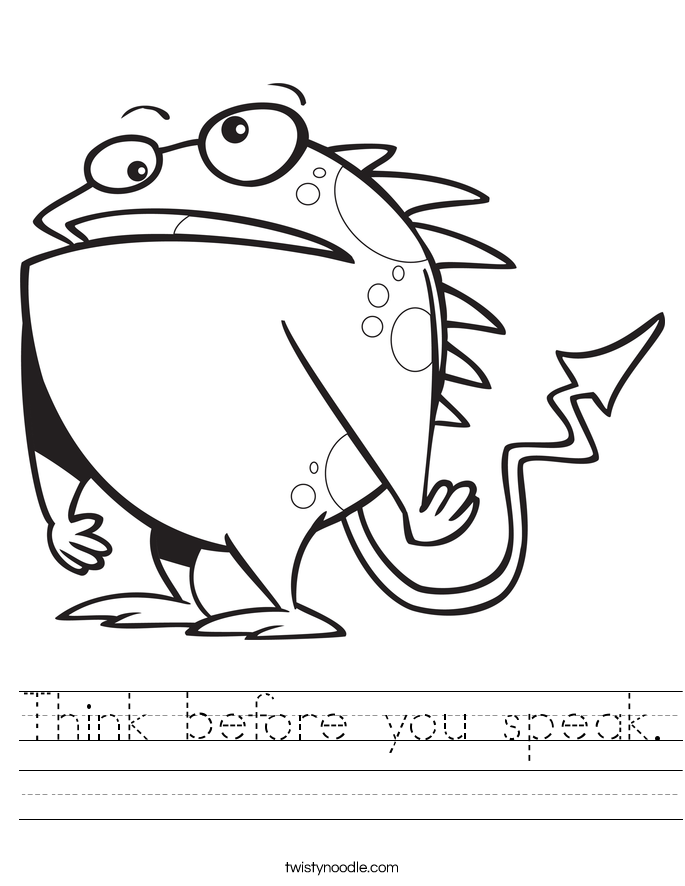 Think before you speak Worksheet - Twisty Noodle Think before you speak Worksheet - Twisty Noodle