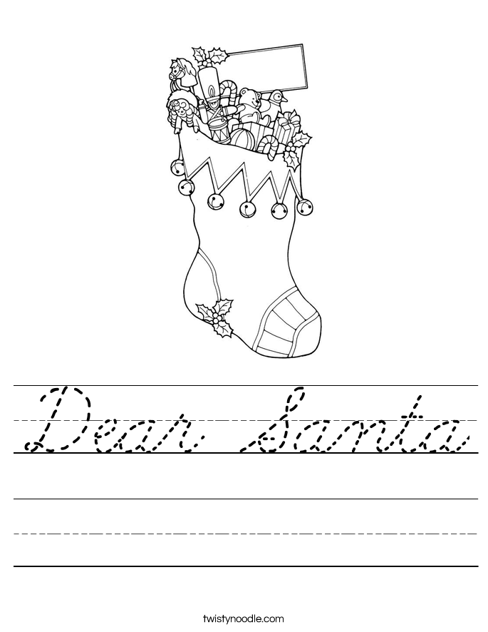 Dear Santa Worksheet Cursive Twisty Noodle Dear Santa Worksheet Cursive Twisty Noodle