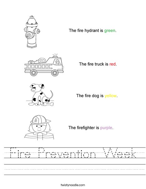 Fire Prevention Week Worksheet - Twisty Noodle