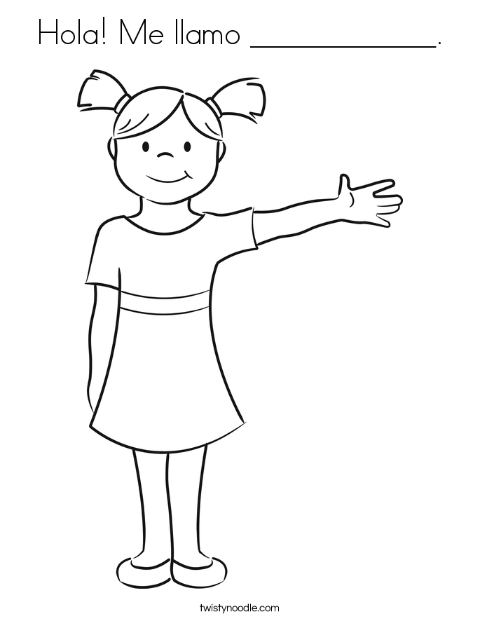 Hola Me llamo ____________ Coloring Page - Twisty Noodle Hola Me llamo ____________ Coloring Page - Twisty Noodle