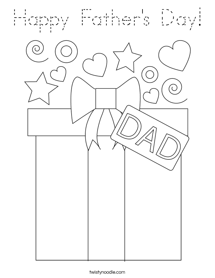 Happy Father's Day Coloring Page - Tracing - Twisty Noodle