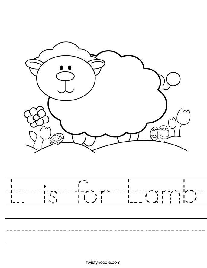 L is for Lamb Worksheet - Twisty Noodle