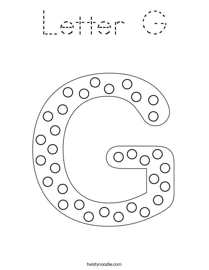 Letter G Coloring Page Tracing Twisty Noodle