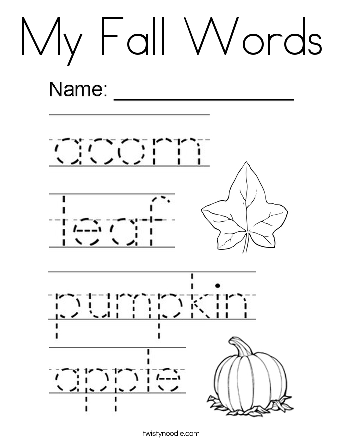 My Fall Words Coloring Page - Twisty Noodle My Fall Words Coloring Page - Twisty Noodle
