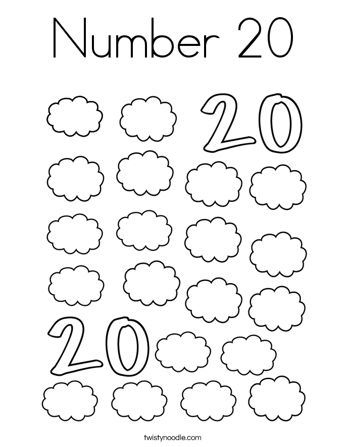 Number 20 Coloring Page Twisty Noodle Number 20 Coloring Page Twisty Noodle