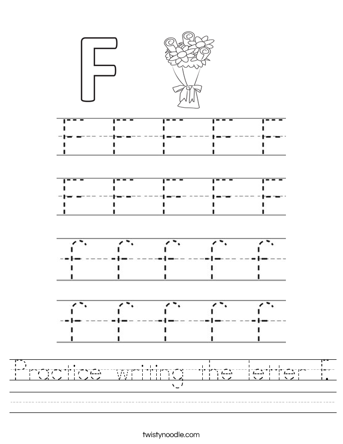 Practice Writing The Letter F Worksheet Twisty Noodle Practice Writing The Letter F Worksheet Twisty Noodle