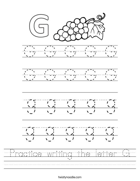 Practice Writing The Letter G Worksheet Twisty Noodle Practice Writing The Letter G Worksheet Twisty Noodle