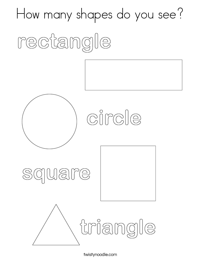 How many shapes do you see Coloring Page - Twisty Noodle