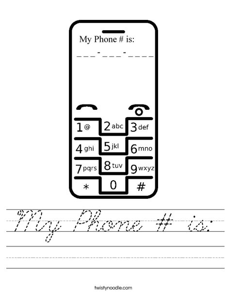 My Phone Is Worksheet Cursive Twisty Noodle My Phone Is Worksheet Cursive Twisty Noodle