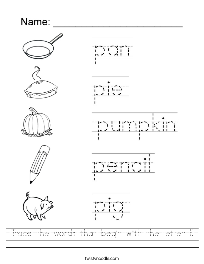 Trace The Words That Begin With The Letter P Worksheet Twisty Noodle Trace The Words That Begin With The Letter P Worksheet Twisty Noodle