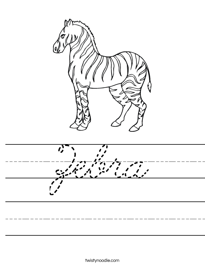 Zebra Worksheet Cursive Twisty Noodle Zebra Worksheet Cursive Twisty Noodle