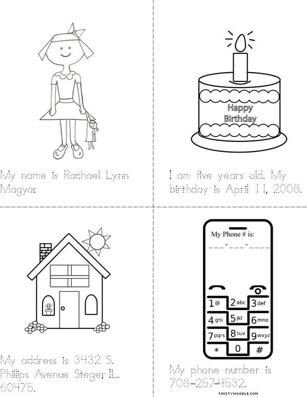 All About Me Book - Twisty Noodle