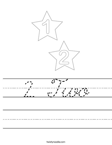 2 Two Worksheet - Cursive - Twisty Noodle