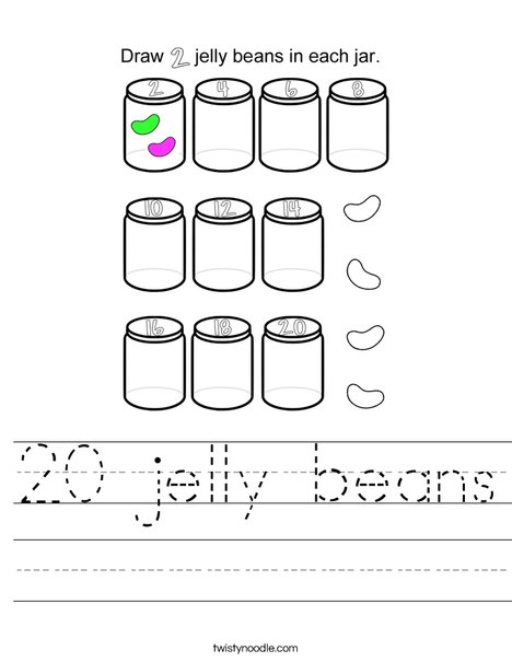 20 jelly beans Worksheet - Twisty Noodle