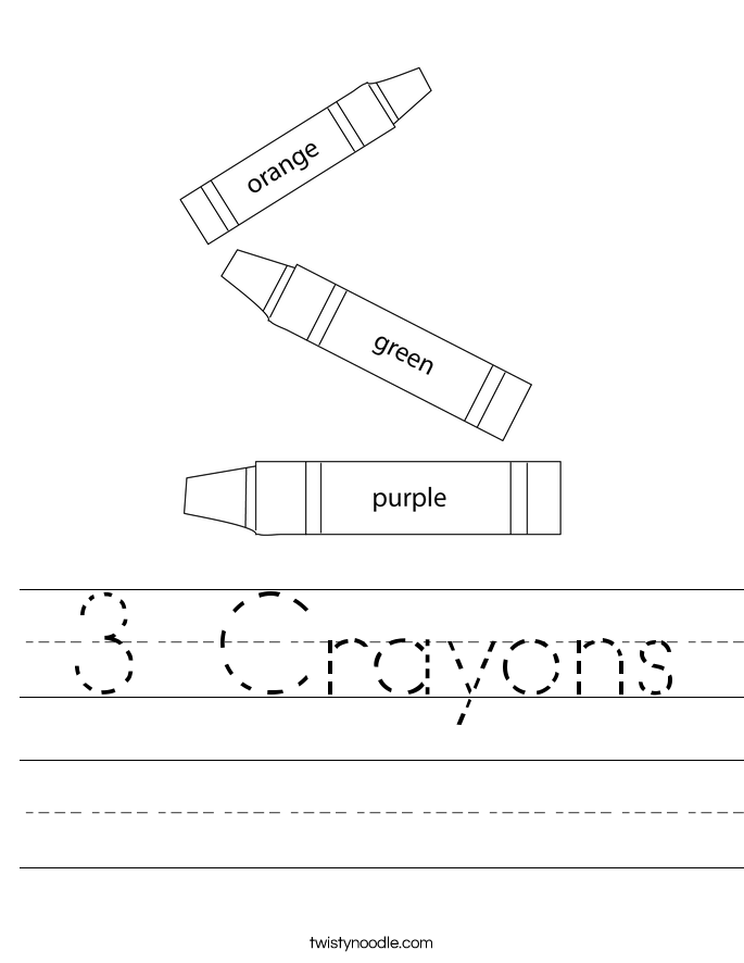 3 Crayons Worksheet - Twisty Noodle