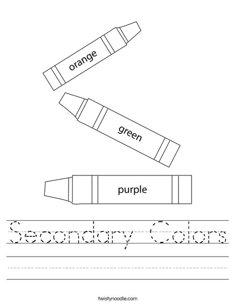 Secondary Colors Worksheet - Twisty Noodle