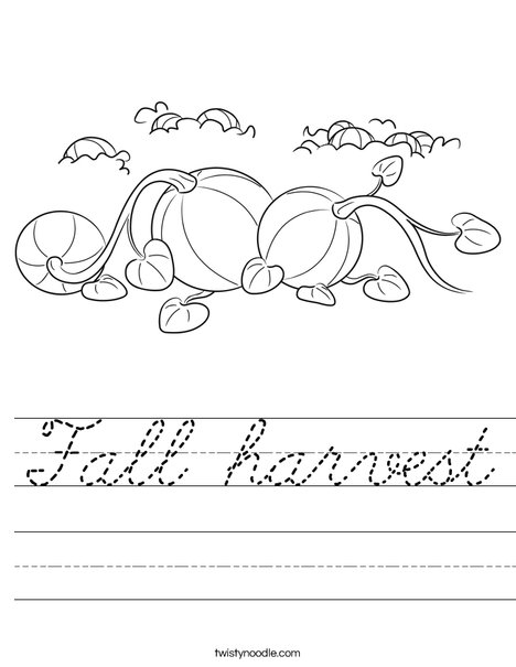 Fall Harvest Worksheet Cursive Twisty Noodle fall-harvest-worksheet-cursive-twisty-noodle