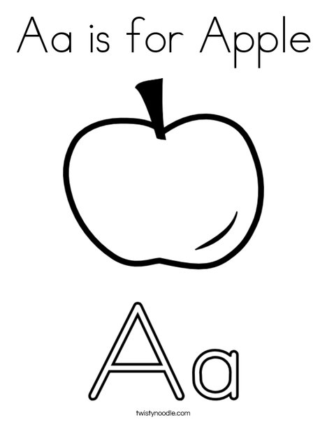 Aa is for Apple Coloring Page - Twisty Noodle