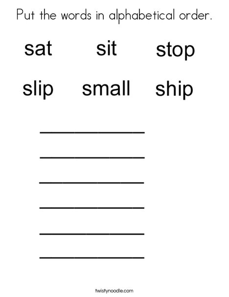 Put the words in alphabetical order Coloring Page - Twisty Noodle Put the words in alphabetical order Coloring Page - Twisty Noodle