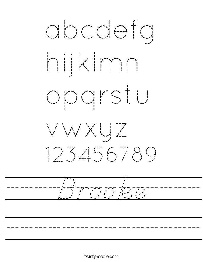 Brooke Worksheet - D'Nealian - Twisty Noodle