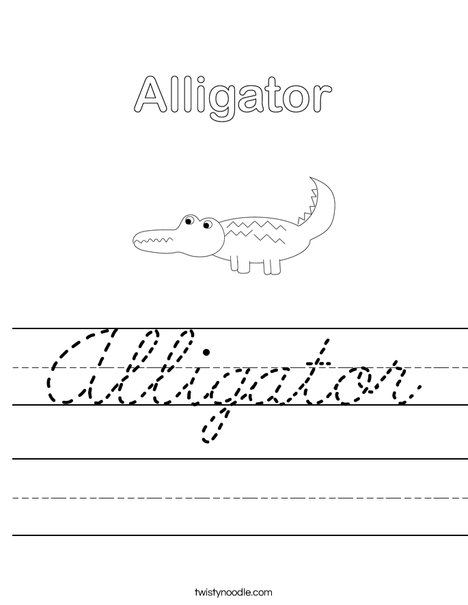 Alligator Worksheet - Cursive - Twisty Noodle