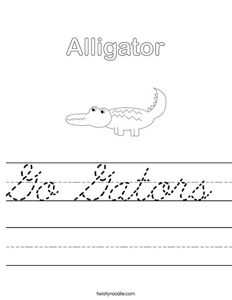 Go Gators Worksheet - Cursive - Twisty Noodle