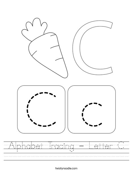 Alphabet Tracing - Letter C Worksheet - Twisty Noodle Alphabet Tracing - Letter C Worksheet - Twisty Noodle