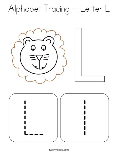 Alphabet Tracing - Letter L Coloring Page - Twisty Noodle Alphabet Tracing - Letter L Coloring Page - Twisty Noodle
