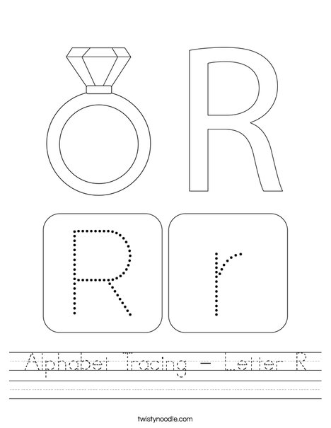 Alphabet Tracing - Letter R Worksheet - Twisty Noodle Alphabet Tracing - Letter R Worksheet - Twisty Noodle