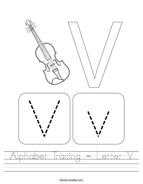 Alphabet Tracing - Letter V Worksheet - Twisty Noodle Alphabet Tracing - Letter V Worksheet - Twisty Noodle