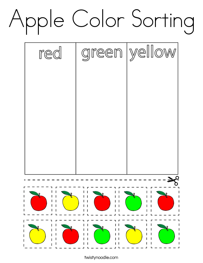 Apple Color Sorting Coloring Page - Twisty Noodle Apple Color Sorting Coloring Page - Twisty Noodle