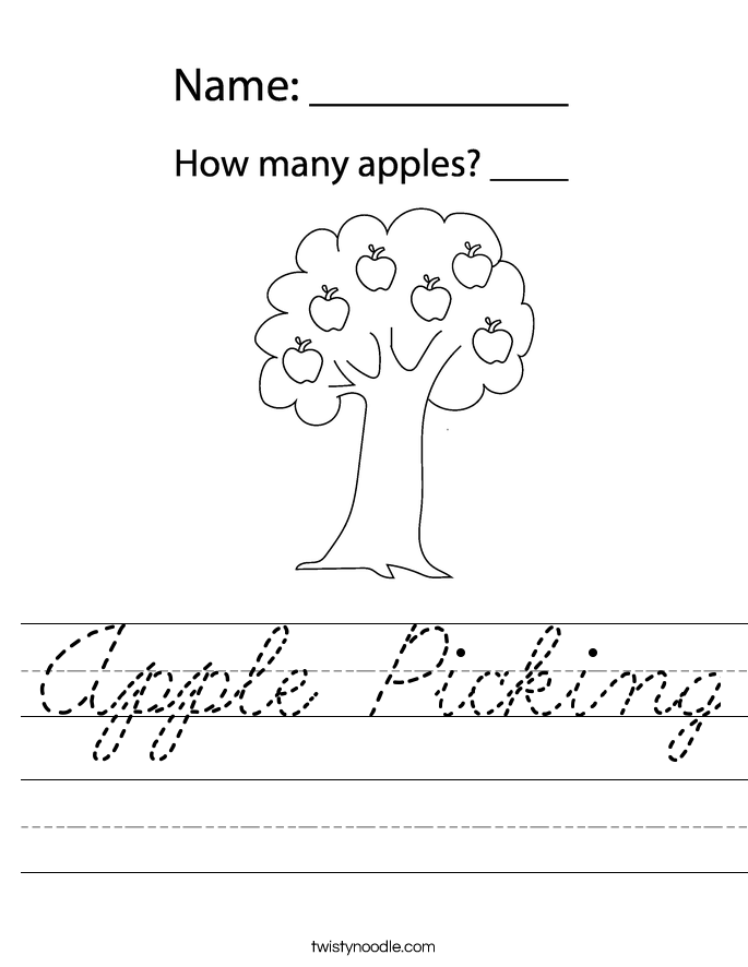 Apple Picking Worksheet Cursive Twisty Noodle Apple Picking Worksheet Cursive Twisty Noodle