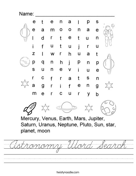 Astronomy Word Search Puzzle Prodigy