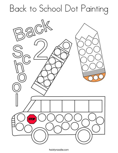 Back to School Dot Painting Coloring Page - Twisty Noodle Back to School Dot Painting Coloring Page - Twisty Noodle