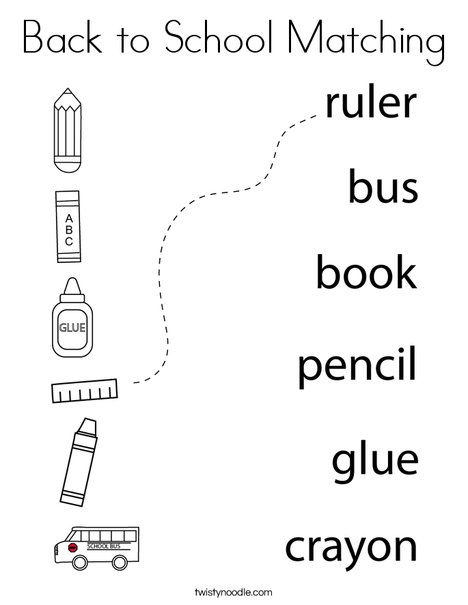Back to School Matching Coloring Page - Twisty Noodle Back to School Matching Coloring Page - Twisty Noodle