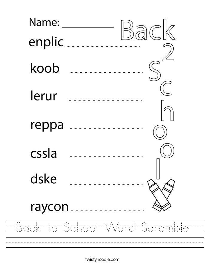 Back To School Word Scramble Worksheet Twisty Noodle Back To School Word Scramble Worksheet Twisty Noodle
