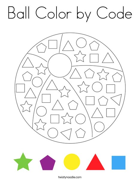 Ball Color by Code Coloring Page - Twisty Noodle Ball Color by Code Coloring Page - Twisty Noodle