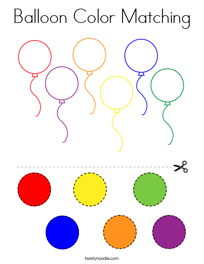 Balloon Color Matching Coloring Page Twisty Noodle Balloon Color Matching Coloring Page Twisty Noodle