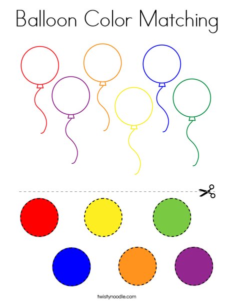 Balloon Color Matching Coloring Page - Twisty Noodle Balloon Color Matching Coloring Page - Twisty Noodle