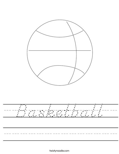 Basketball Worksheet - D'Nealian - Twisty Noodle