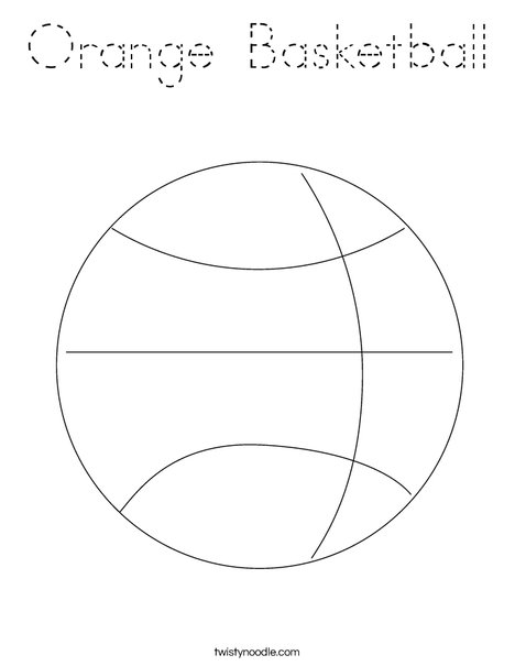 Orange Basketball Coloring Page - Tracing - Twisty Noodle