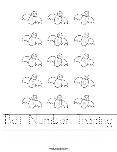 Bat Number Tracing Worksheet Twisty Noodle Bat Number Tracing Worksheet Twisty Noodle