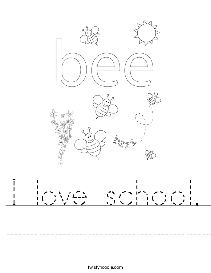 I love school Worksheet - Twisty Noodle
