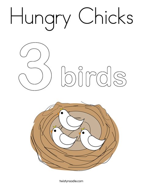 Hungry Chicks Coloring Page - Twisty Noodle
