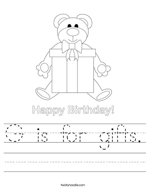 G is for gifts Worksheet - Twisty Noodle